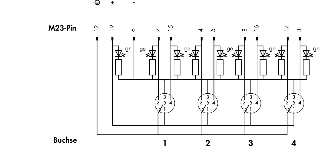 M12 sensor/actuator box;4-way;5-pole - Voltimum UK