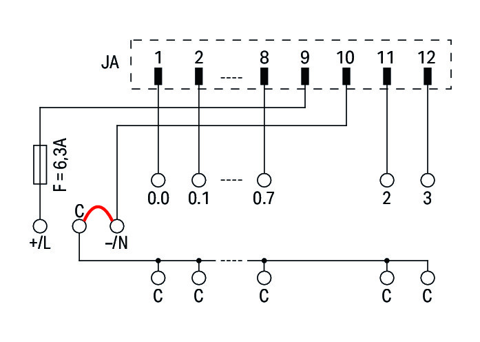 Interface module for system wiring for 232 Series Pluggable Connectors 12-pole - Voltimum UK